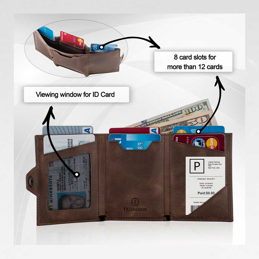 Verona Front Pocket Trifold Leather Wallet – Trusador